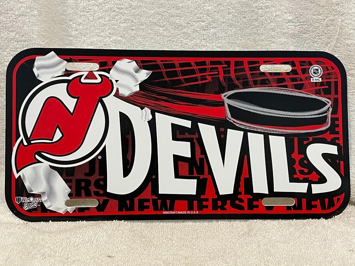 VINTAGE 2000's New Jersey Devils WinCraft Plastic Auto License Plate ...