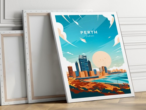 Australia, Perth Traditional 40x50cm Stretched Travel Canvas Wall Art ...