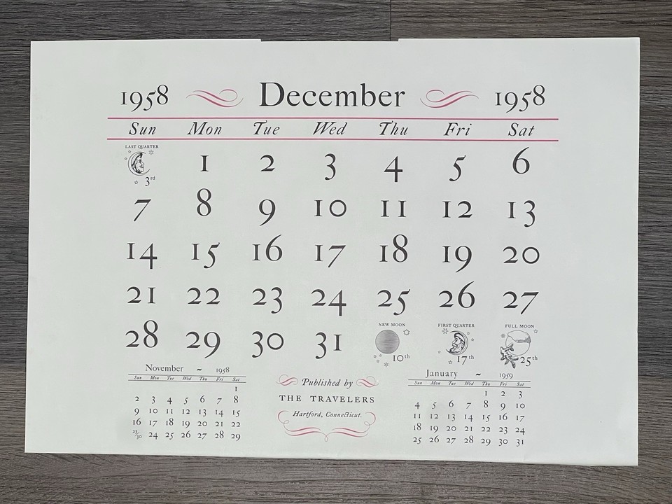 “Mill River Scenery” Print - December 1958 Calendar | eBay