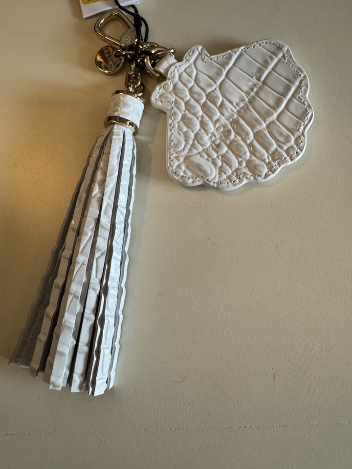 Brahmin Seashell Crystal Sea Salt White Melbourne Leather Tassel Gold ...