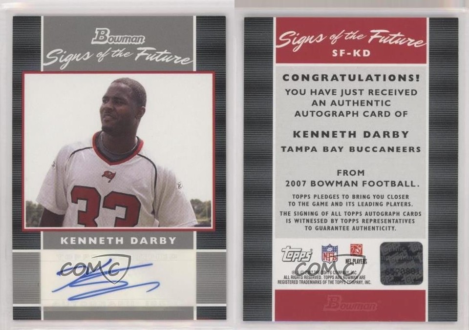 2007 Bowman Signs of the Future Kenneth Darby #SF-KD Auto 2t7 | eBay