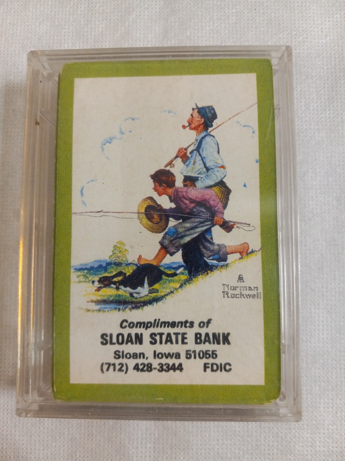 SLOAN State Bank Sloan IA Deck of PLAYING CARDS w Norman Rockwell ...