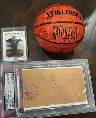 Dr. JAMES NAISMITH PSA DNA SLABBED AUTO W/ RARE WAR STAMP NBA HOF ...