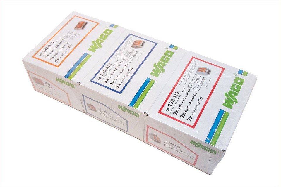 WAGO 222 LEVER-NUTS 140pc Wire Connector Assortment Pack 222-412,222 ...