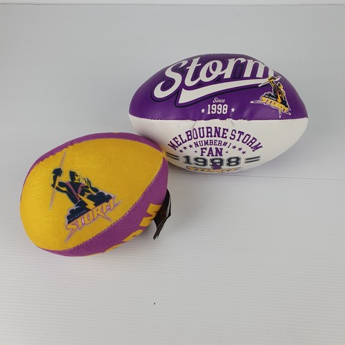 2x Melbourne Storm Plush Mini Football NRL Rugby - Free Aust Post ...