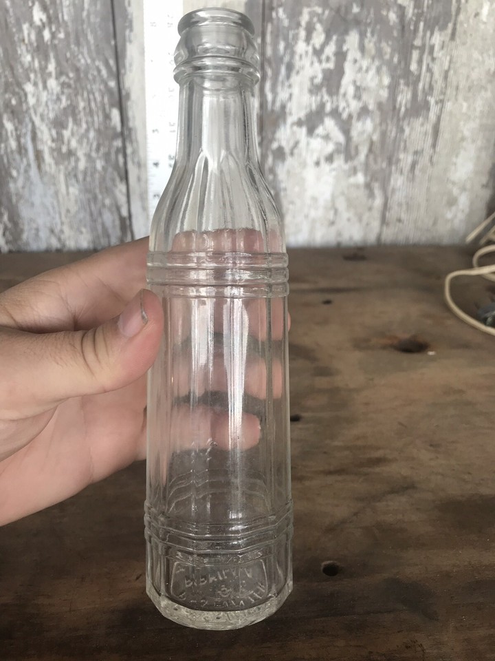 Antique PJ Ritter Company Clear Glass Ketchup Condiments Bottle Edged ...