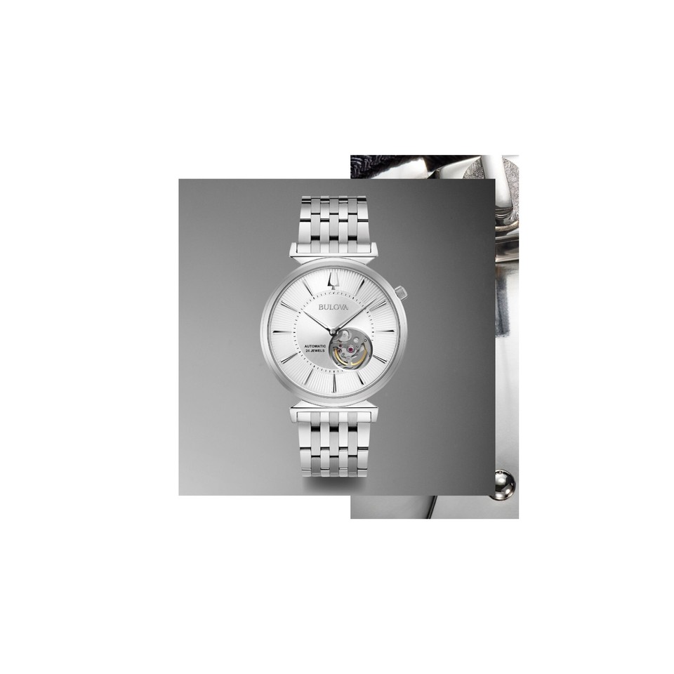 Bulova Men Automatic Classic Regatta Silver Stainless Steel Watch 40MM ...