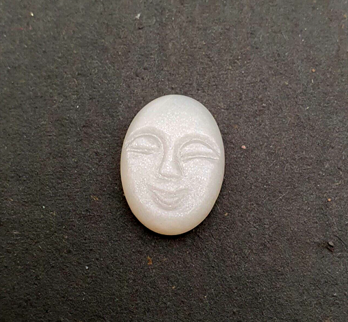 17 CT Natural White Moonstone Hand Carved Face Loose Gemstone 16.50x22 ...