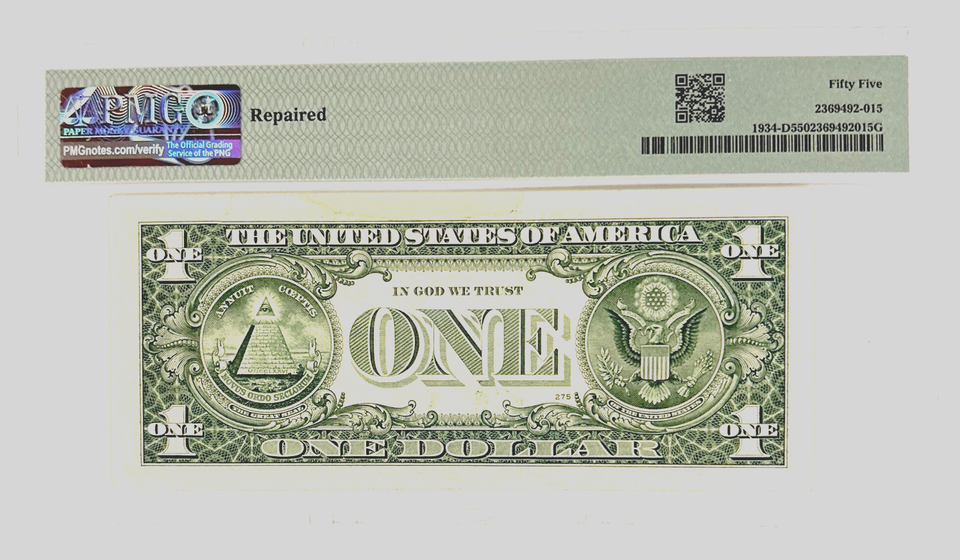 2009 $1 One Dollar Federal Reserve Solid Sevens Serial Number Note PMG ...