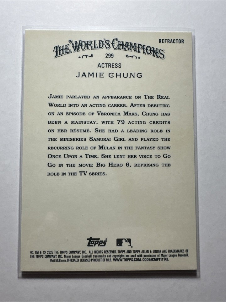 2025 Topps Allen & Ginter Baseball Jamie Chung Chrome Refractor #299 ...