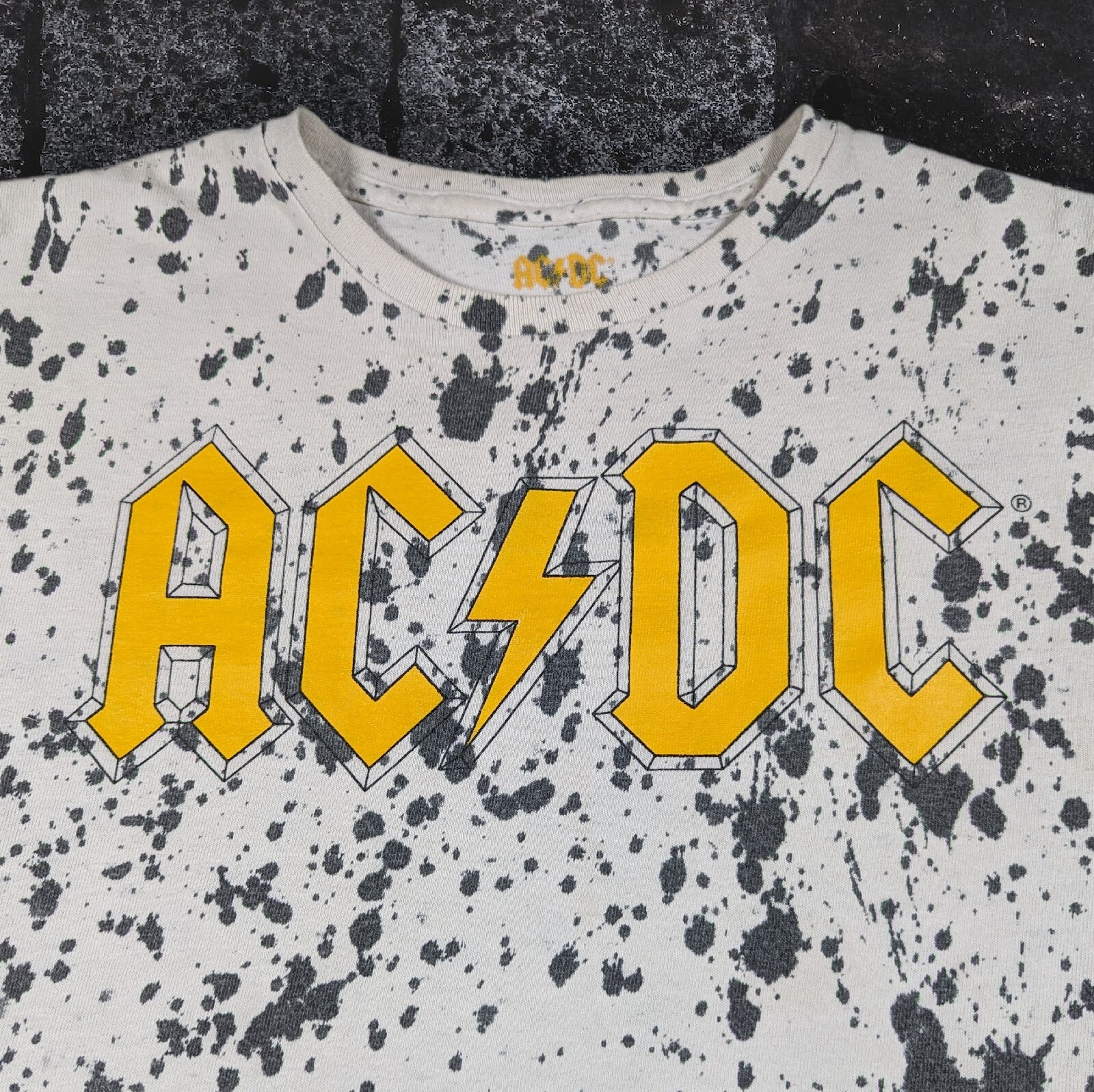 ACDC Paint Splatter Distressed T-Shirt Vintage Style … - Gem