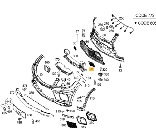 Genuine Mercedes-Benz GL W166 AMG Front Bumper Lower Left Grill Cover ...