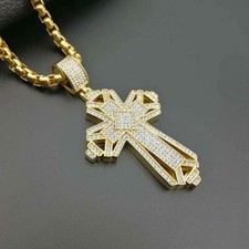 Elvis Presley Crystal Iced out Concert Ankh Cross Gold Plated Necklace ...