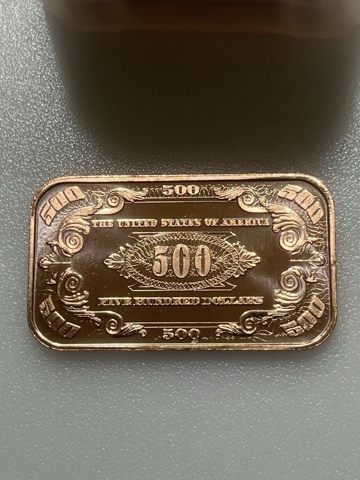 20 1oz Copper Bars .999 Fineness Five Hundred Dollar Bill Design INVEST ...