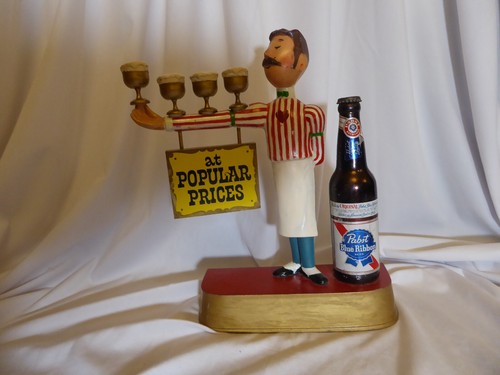 Vintage 1960's Pabst Blue Ribbon, Bartender Metal Display Statue Figure ...
