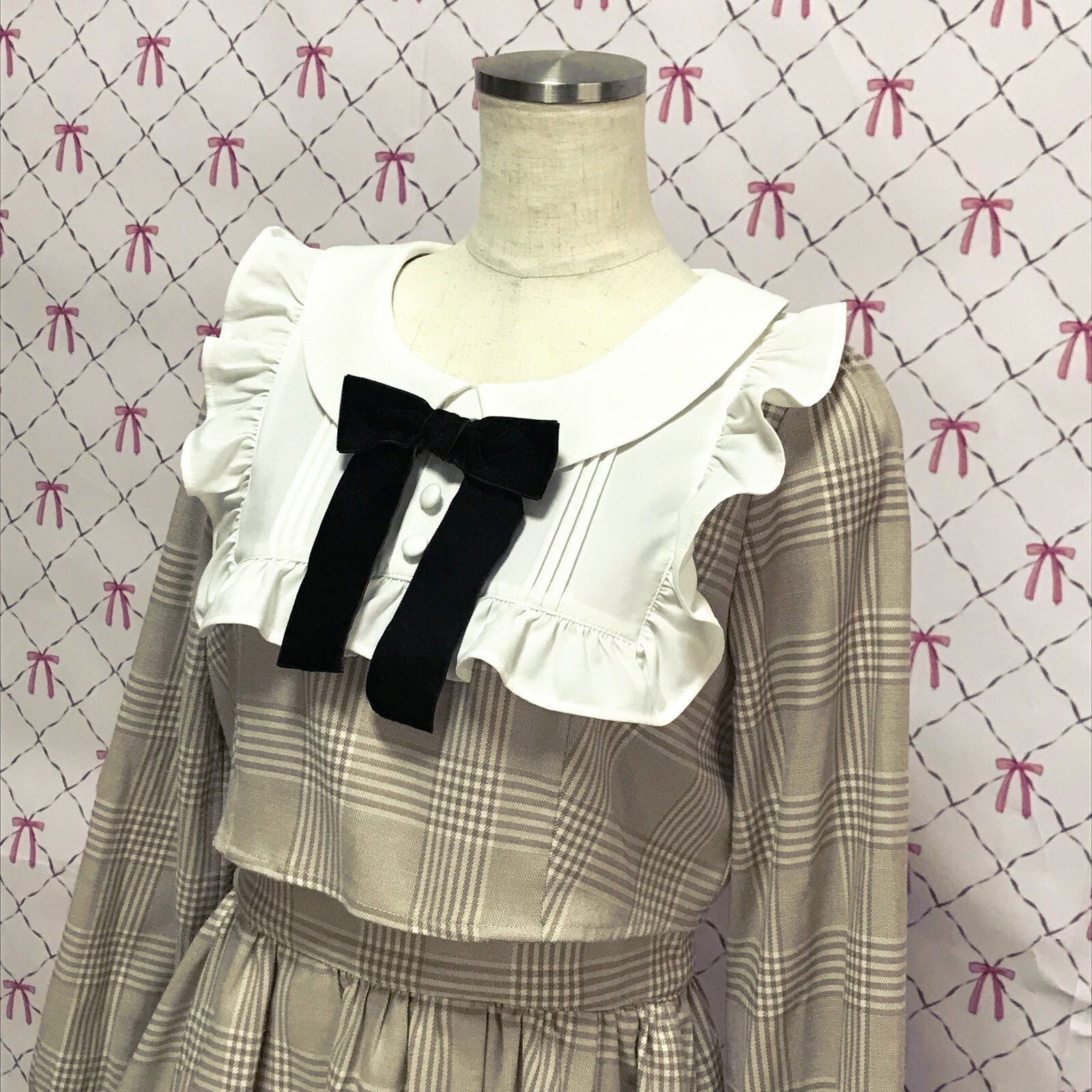 Ank Rouge Long Sleeve Dress Beige M Jirai kei Japanese Fashion ...