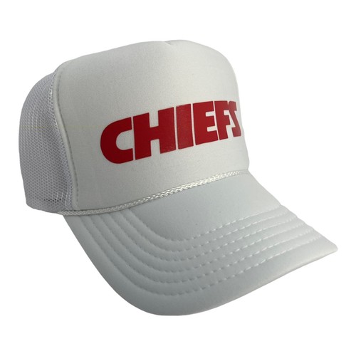 NEW KANSAS CITY CHIEFS WHITE RED HAT 5 PANEL HIGH CROWN TRUCKER ...