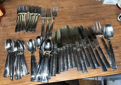 59 Pieces Retroneu DERBY Stainless Everyday 18/10 Flatware Lot | eBay
