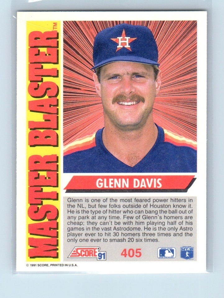 1991 Score Straight from the Pack Glenn Davis Houston Astros #405 | eBay