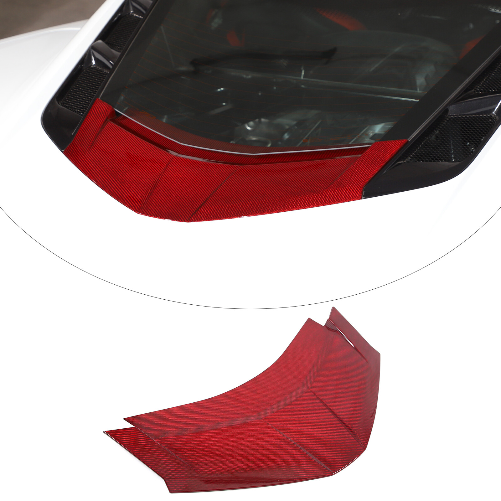 Red Carbon Fiber Rear Window Lower Trim Cover For Corvette C8 Coupe ...