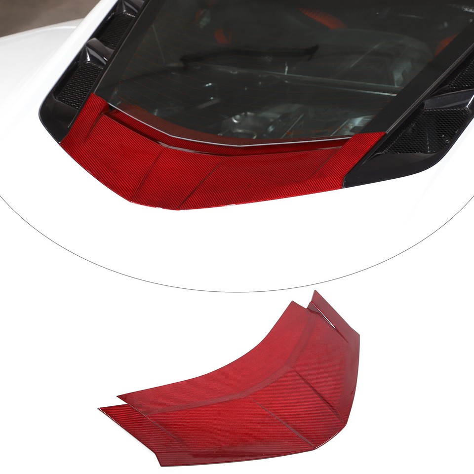 Red Carbon Fiber Rear Window Lower Trim Cover For Corvette C8 Coupe ...