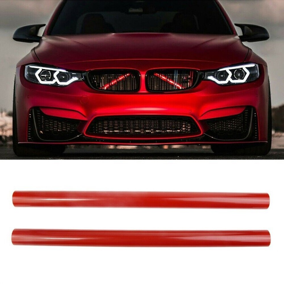 Red Front Grille V Bar Brace Decoration Cover Trims Stripes For BMW F30 ...