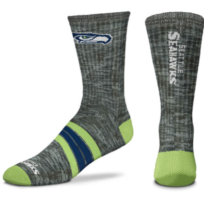 Seattle Seahawks Football Gray RMC Navy & Green Quad Stripe Deuce Crew ...