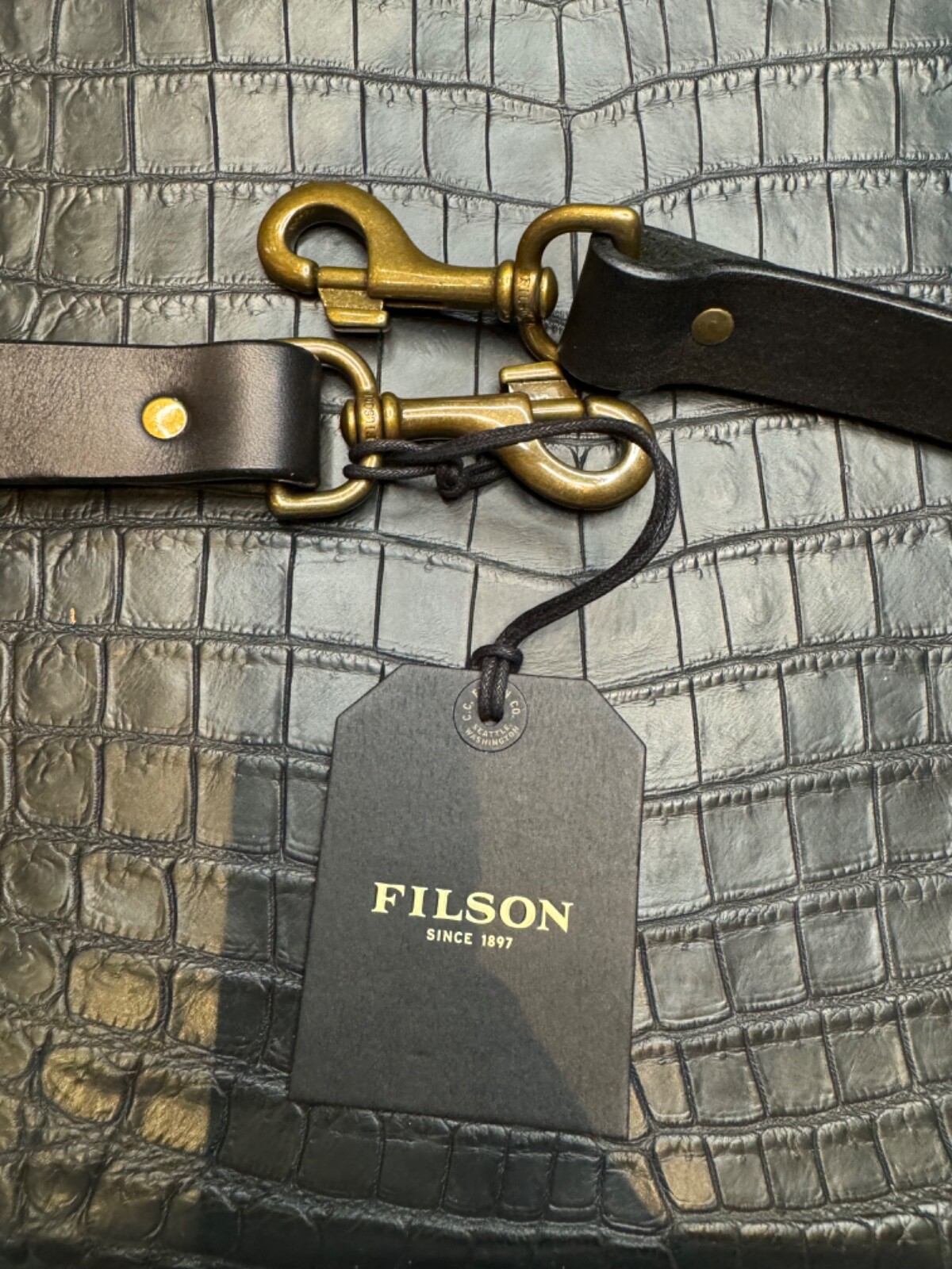 Filson Bridle Padded Leather Shoulder Strap NWT M USA Black Adjustable ...