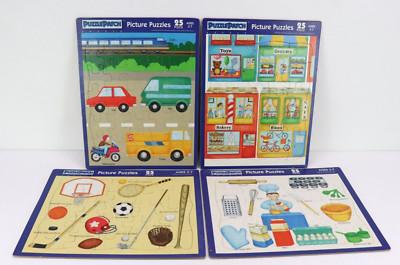 Lot of 4 Vtg. Puzzle Patch Picture Puzzles Cooking Sports Stores Fronts ...