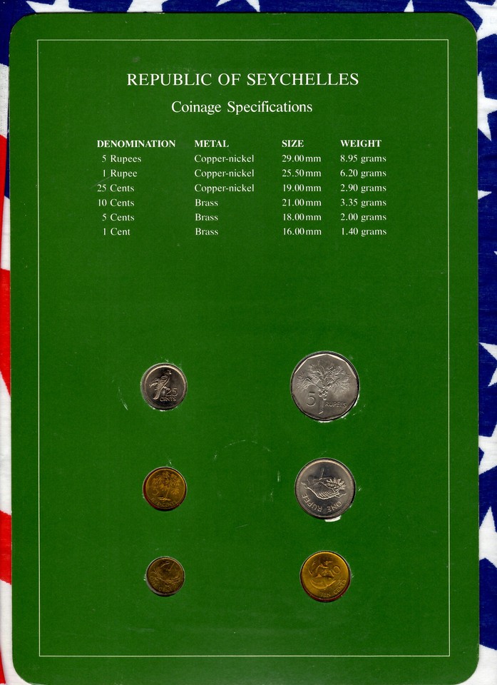 Coin Sets of All Nations Seychelles 1,5 Rupees 1,5,10,25 Cents 1982 UNC ...