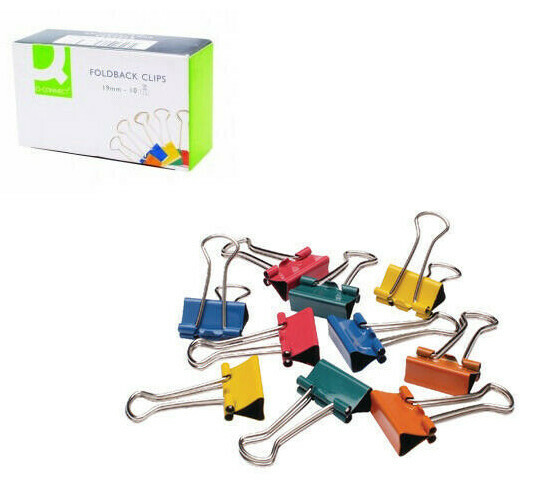 Assorted Colour Fold Back Clips Paper Clips Bulldog Clips 19mm, 24mm ...