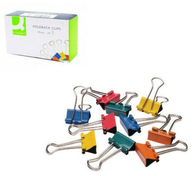 Assorted Colour Fold Back Clips Paper Clips Bulldog Clips 19mm, 24mm ...