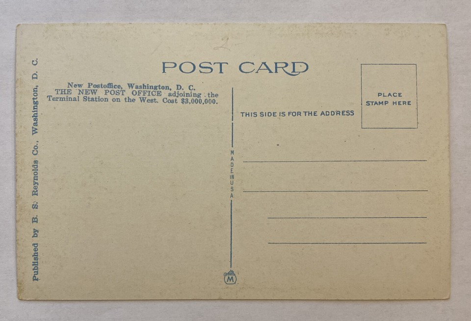 Vintage White Border Postcard, New Post Office, Washington DC, Unposted ...