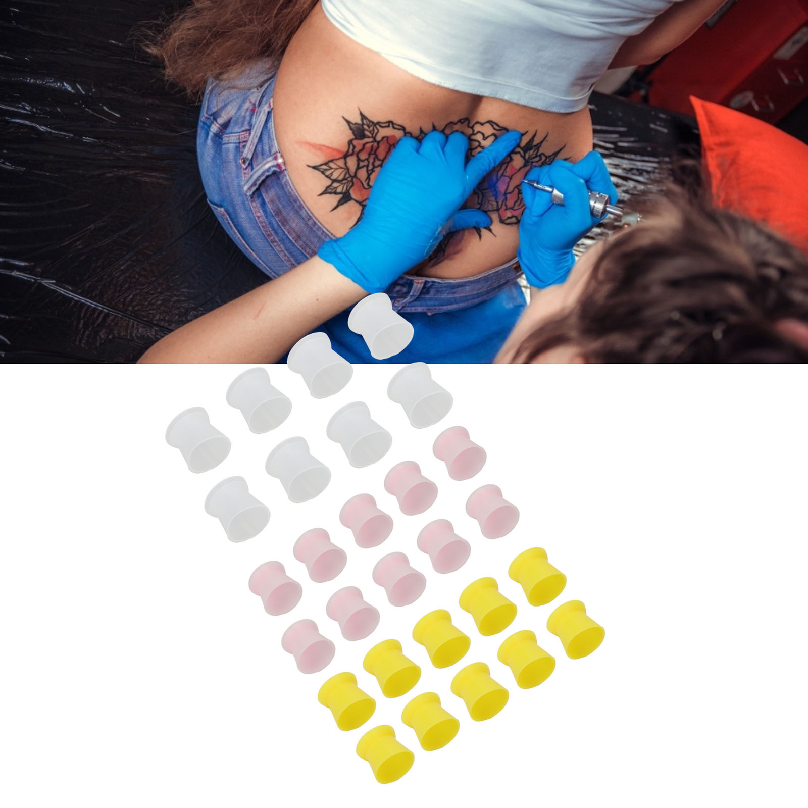 100PCS Disposable Silicone Pigment Cup Large Eyebrow Eyeliner Lip Color ...