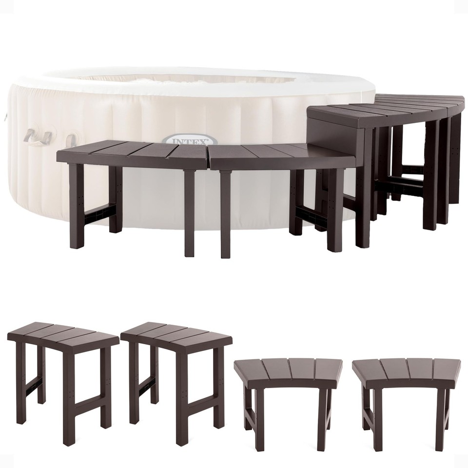 Medium Brown Hot Tub Bench Set of 2 Curved Seating for 4 Person Spas ...