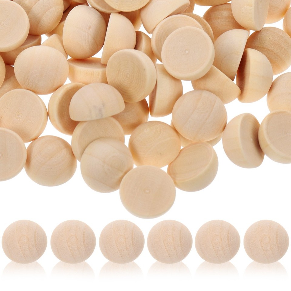 200 Pcs Craft Beads with Holes Spacer for Crafting Wood Half Loose ...