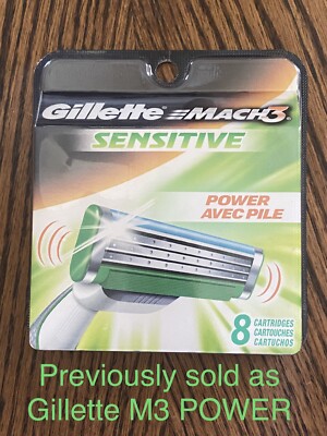 8 Gillette MACH3 M3 Power Razors Blades Cartridges Refills Shaver USA ...
