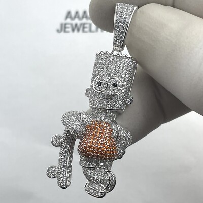 925 Solid Sterling silver Cubic Zirconia Simpson Pendant | eBay