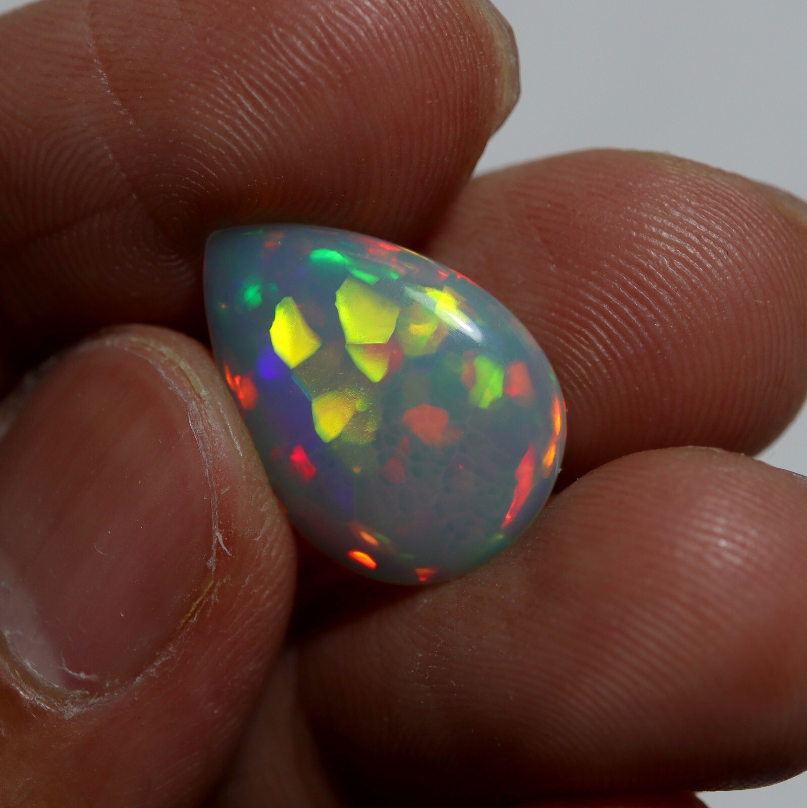 5.5 Cts AAA Natural Broad Flash Pattern Multi Fire Ethiopian Opal Pear ...