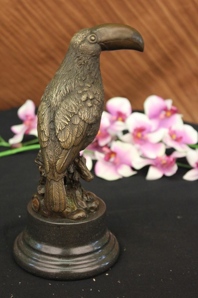 Toucan Animal Bird of Rain Forest Bronze Sculpture Marble Base Figurine ...