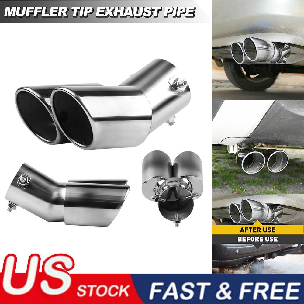Car Chrome Stainless Steel Rear Exhaust Pipe Tail Muffler Tip Round ...