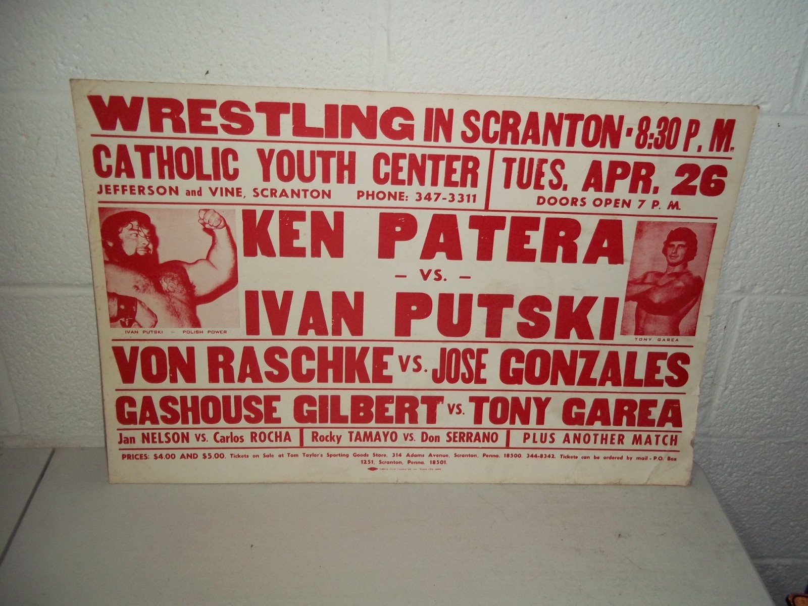 VINTAGE APRIL 26 1977 WWWF WWF WRESTLING EVENT POSTER PUTSKI PATERA ...