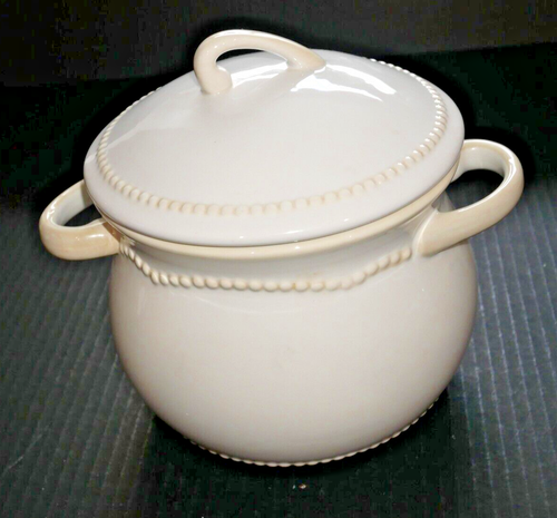 Princess House Pavillion Casserole bean crock pot & lid cream color ...