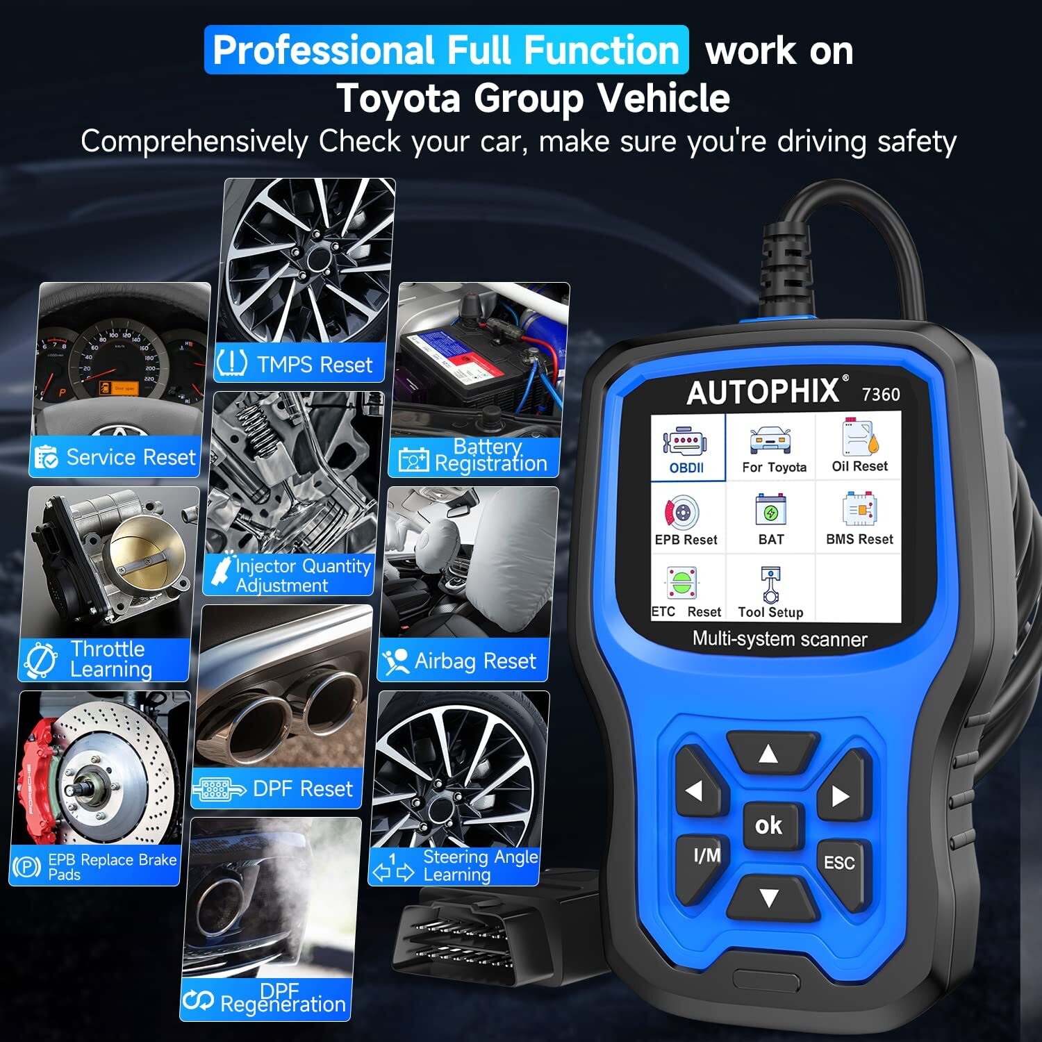 Autophix 7360 For Toyota All System OBD2 Scanner Diagnostic EPB TPMS ...