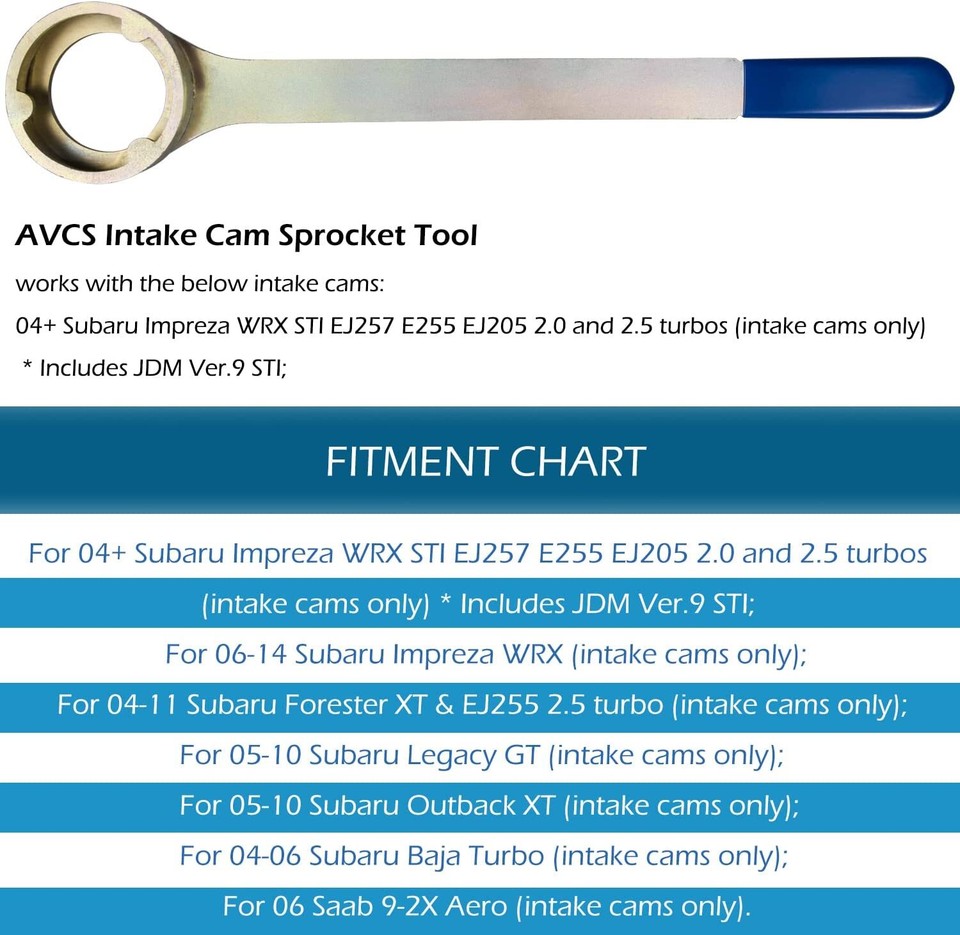 Intake/Exhaust Cam Sprocket Tool Wrench Holder Tool Kit for Subaru AVCS ...