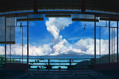 Anime original clouds flowers landscape scenic sky Custom Playmat Mat ...