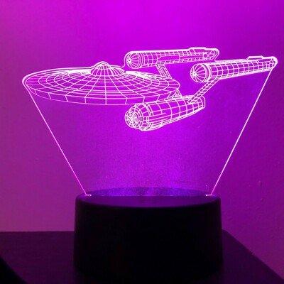 STAR TREK ENTERPRISE 3D LED 7 Colour Night Light Touch Table Lamp ...