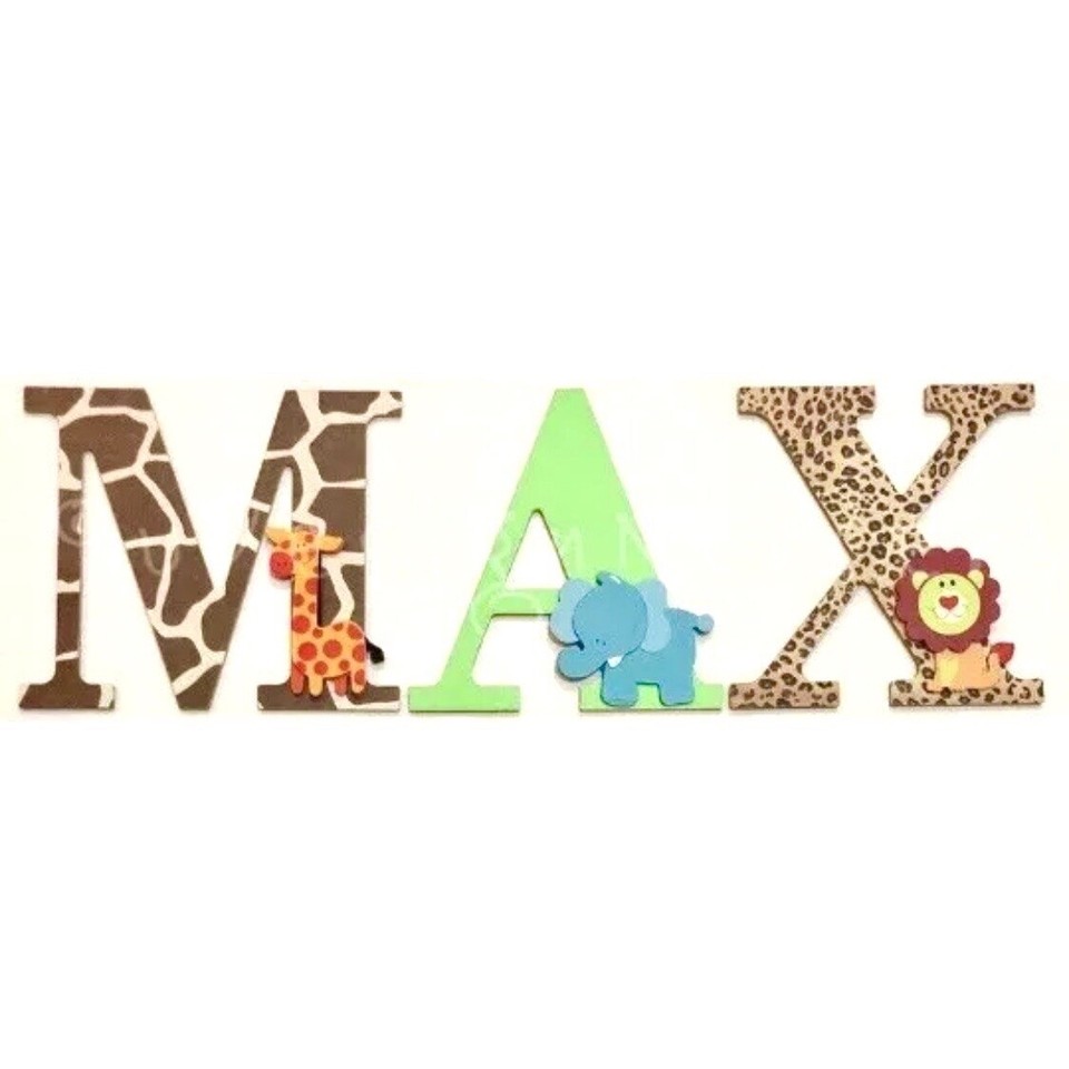 Jungle Safari Themed Wooden Letters - Personalized For Nursery Or Baby ...