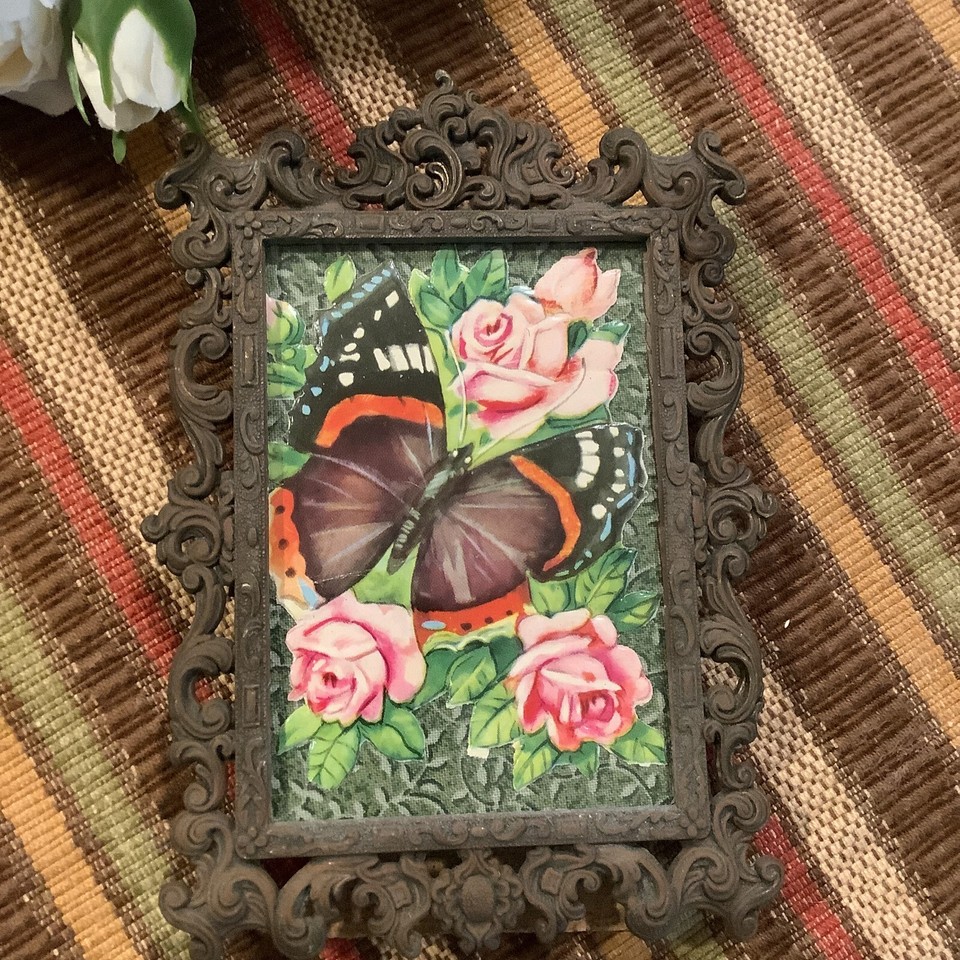 Vintage Italy mini tarnished metal ornate free standing picture photo ...