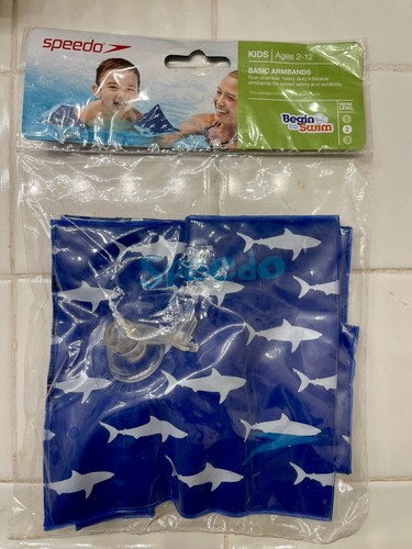 Speedo Basic Inflatable Swim Arm Bands Blue Sharks Kids 2-12 Floaties ...